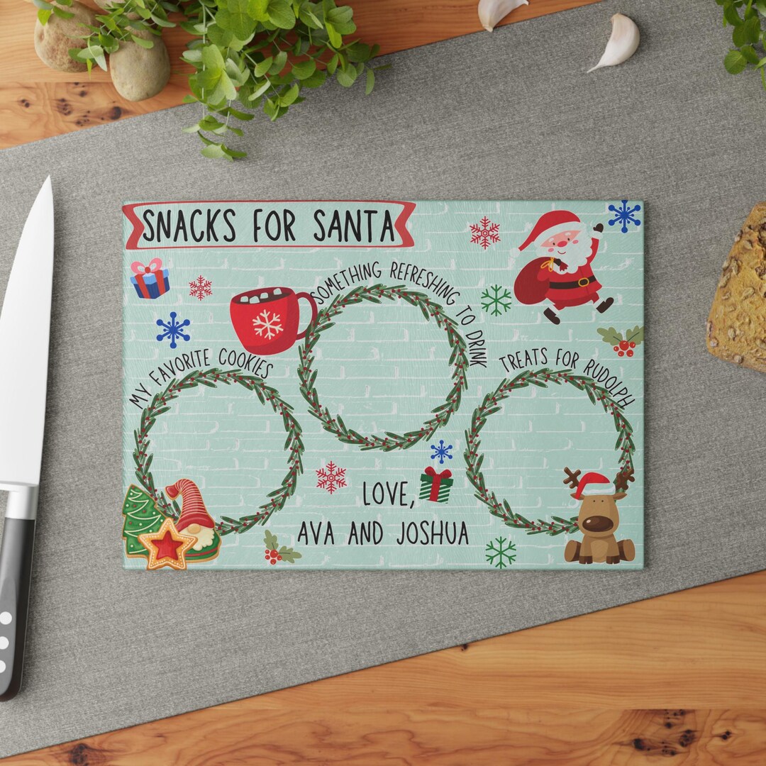 Snack for Santa Glass Cookie and Treat Board for Kids Gift Ideas for ...