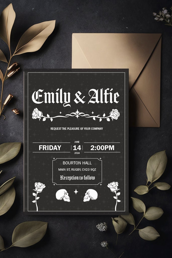 GOTHIC Wedding Invitations Template Wedding Halloween Invite Digital ...