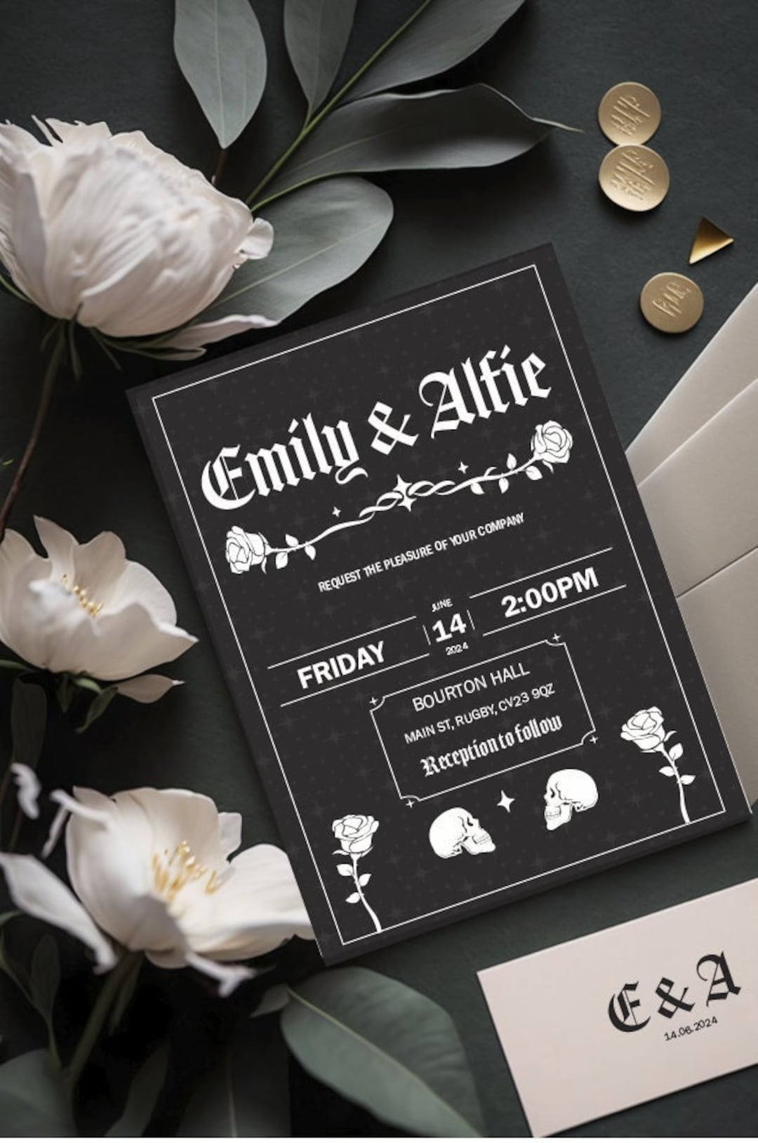 GOTHIC Wedding Invitations Template Wedding Halloween Invite Digital ...