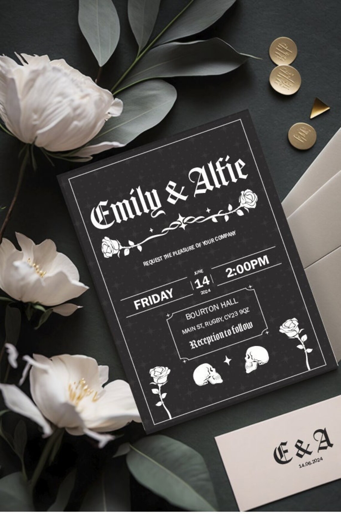 GOTHIC Wedding Invitations Template Wedding Halloween Invite Digital ...