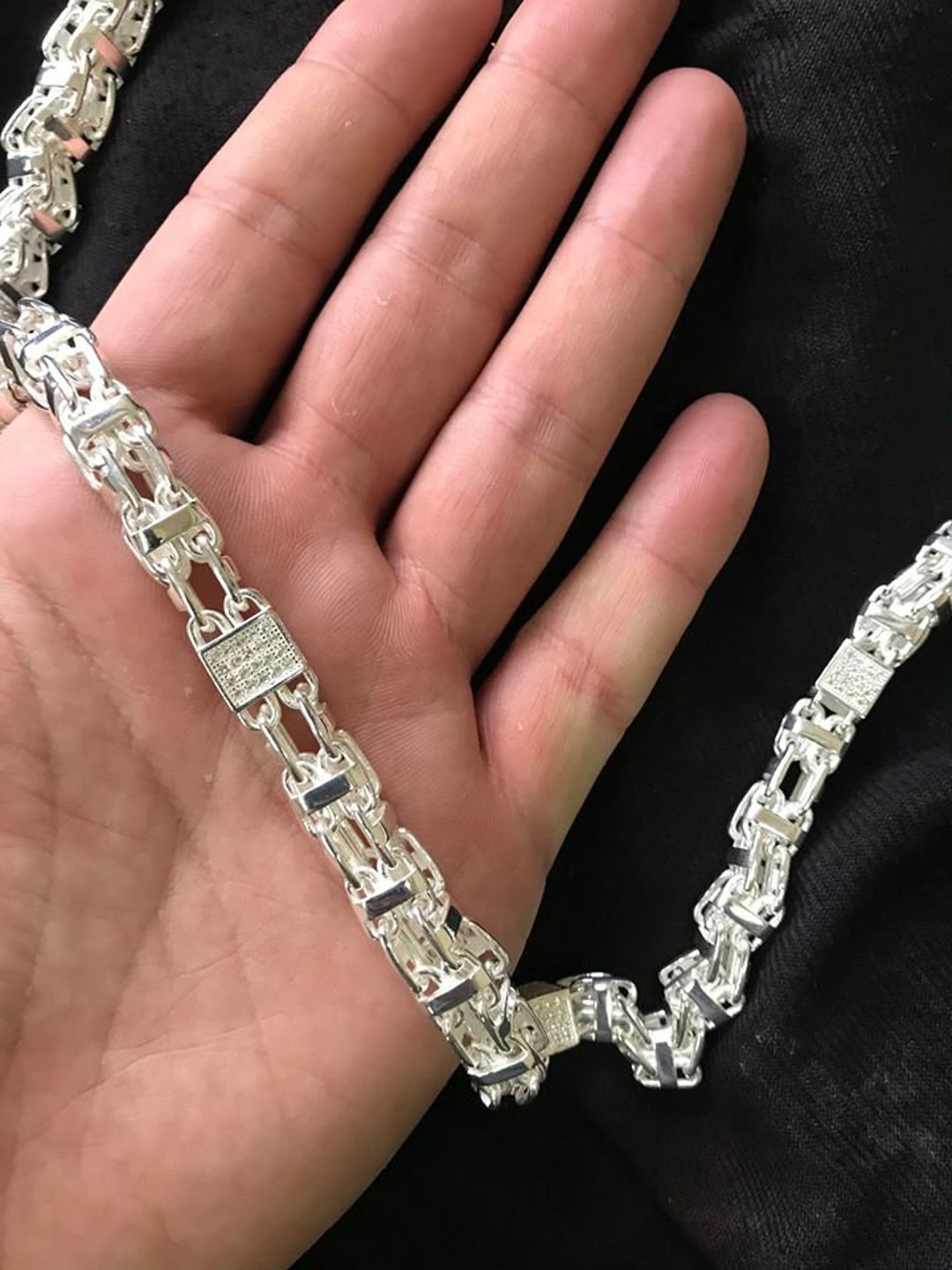 6 Mm Cage magnum Massiv Iced-out Men Necklace Chain 9mm 925 Sterling ...