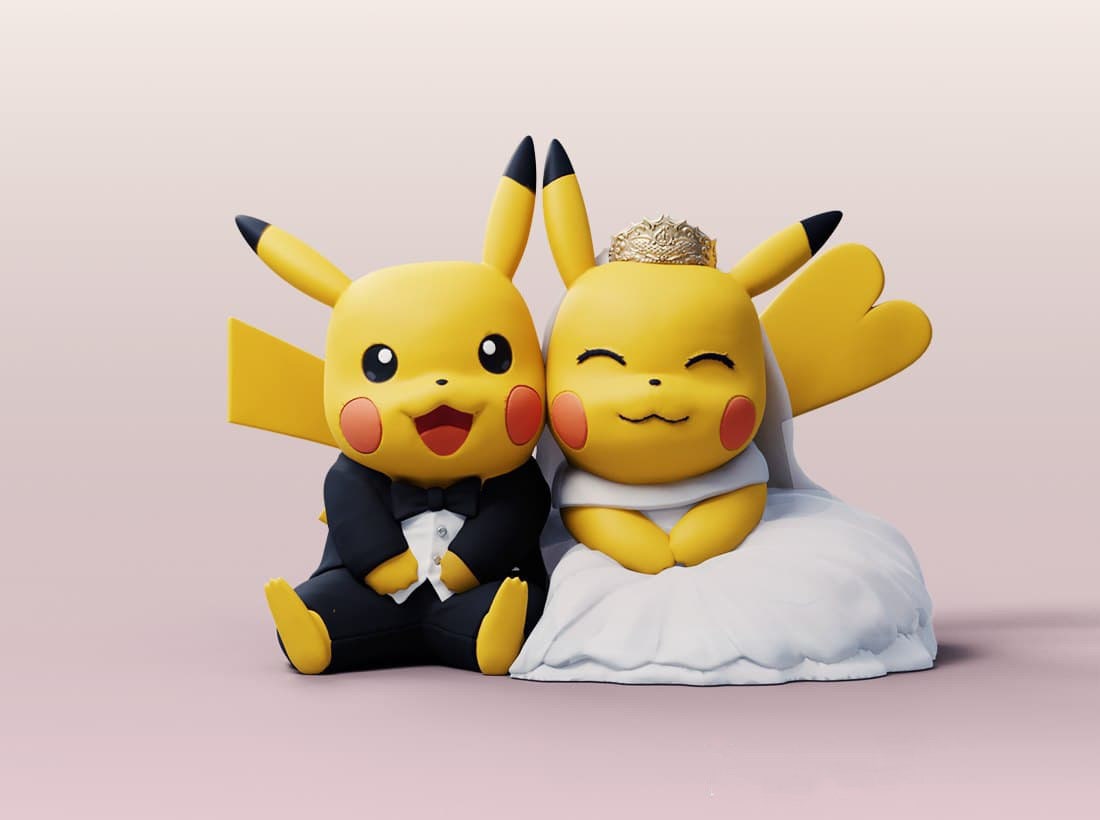 Pikachu Love Couple STL 3D Print Files Download 3D Printing - Etsy Canada