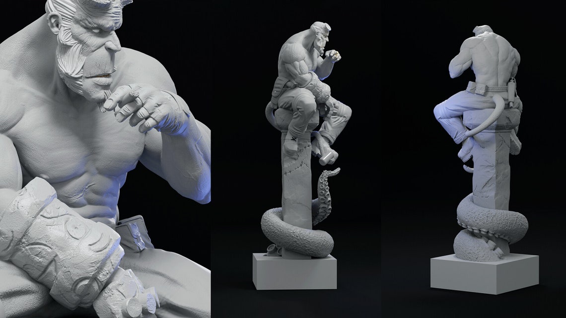 Hellboy With Cigar STL Files for 3D Printing Digital Dowload Diarama ...