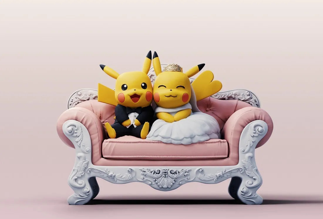Pikachu Love Couple STL 3D Print Files Download 3D Printing Pokemon ...