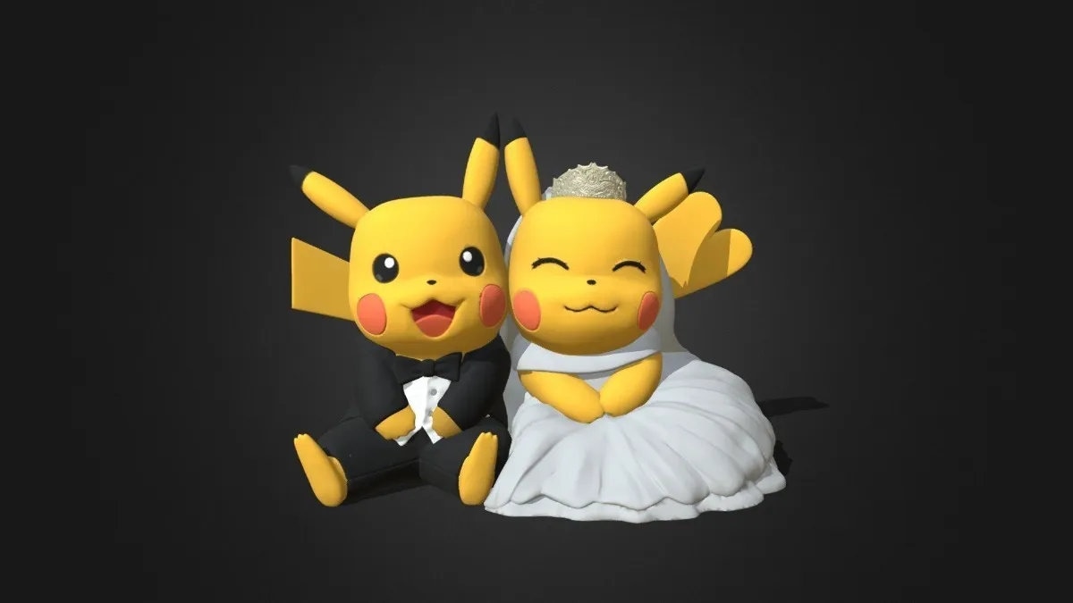 Pikachu Love Couple STL 3D Print Files Download 3D Printing Pokemon ...