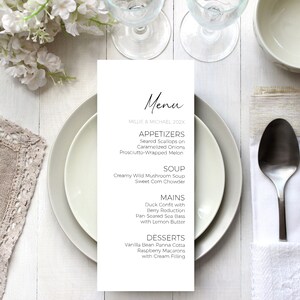 Personalised Guest Menu in Minimalist Design BT107 Menu Place Card - Etsy