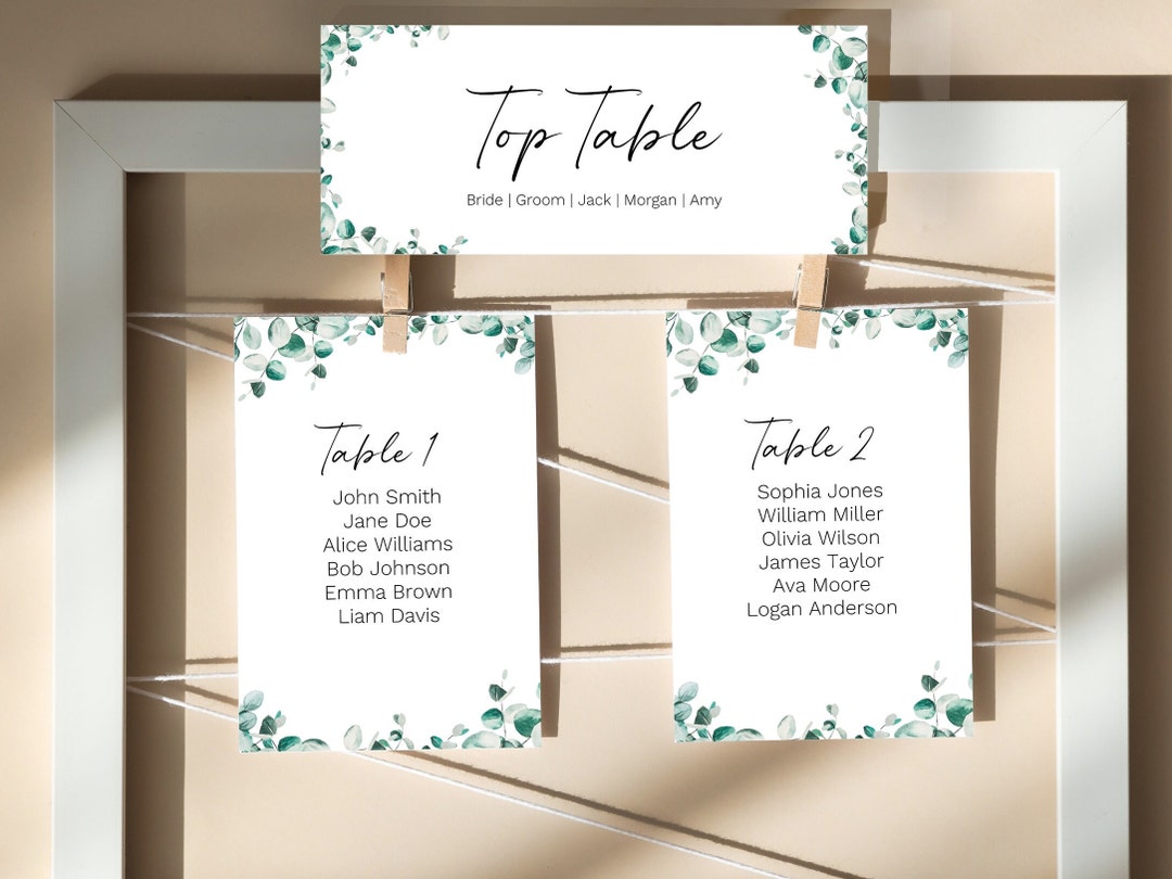 Table Plan Eucalyptus - BT103 - Etsy UK