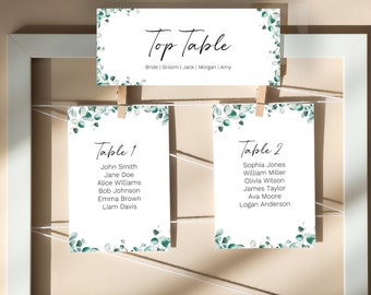 Eucalyptus Table Plan | Eucalyptus Themed Wedding, Eucalyptus Table ...