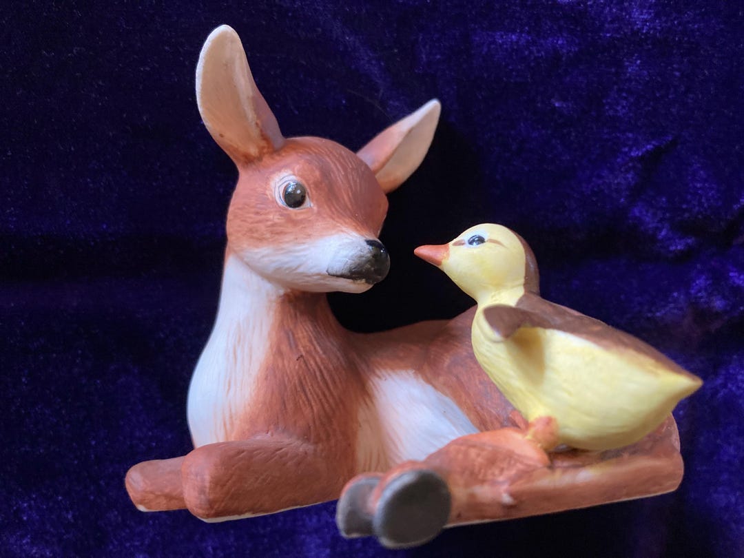 Vintage FRIENDS by Eva Dalberg, 1981, Beautiful Baby Deer and Baby Bird ...