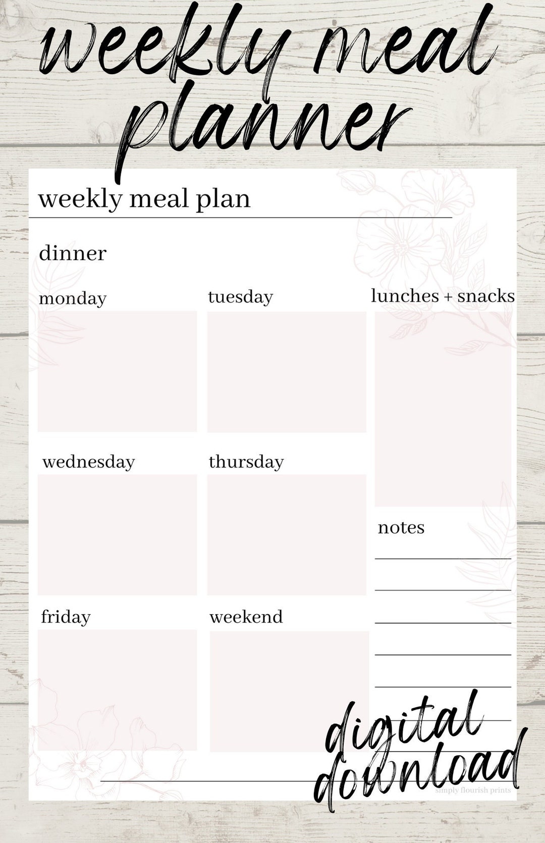 Digital Weekly Meal Planner Printable - Etsy