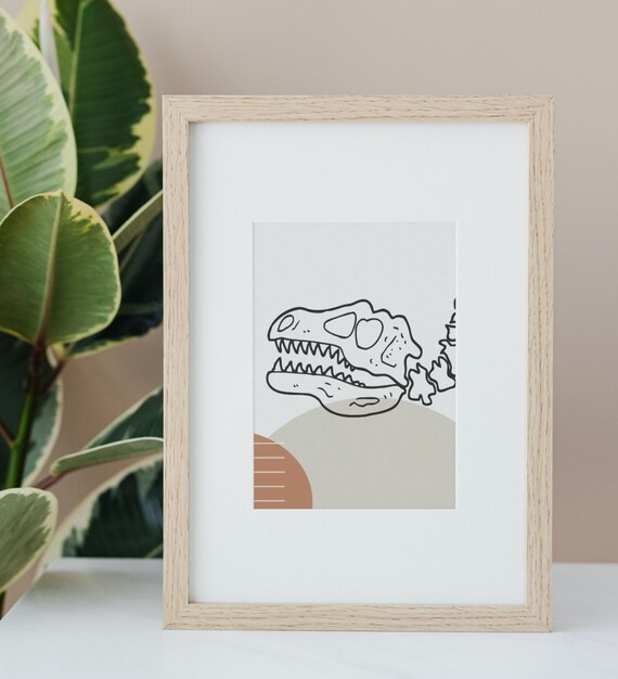 Dinosaur Boho Art Print Dino Skull Modern Art T-rex Bones | Etsy