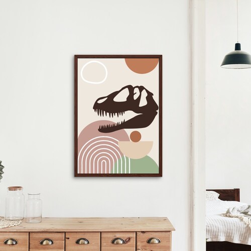 Dinosaur Boho Art Print Dino Skull Modern Art T-rex Bones - Etsy