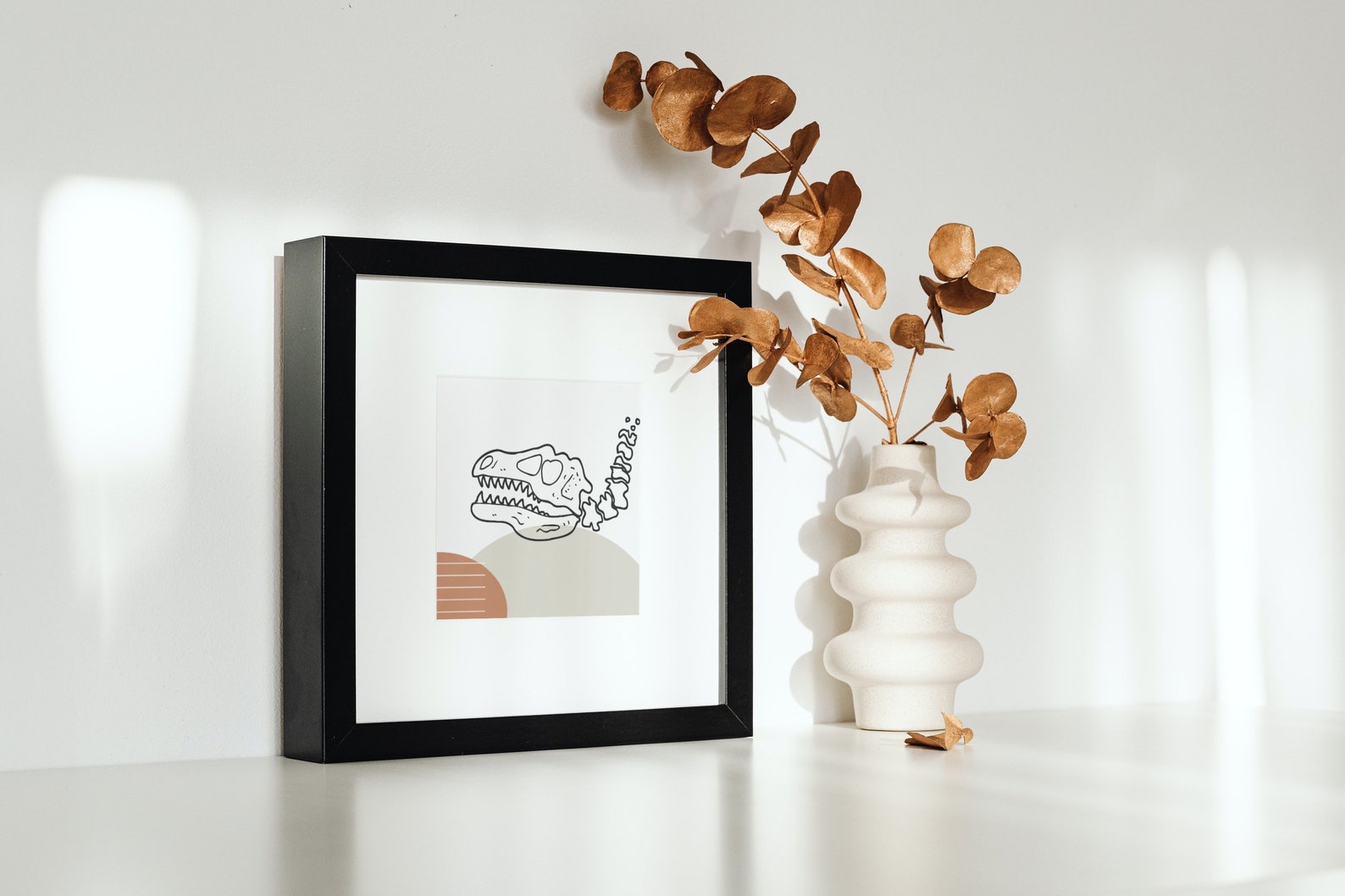 Dinosaur Boho Art Print Dino Skull Modern Art T-rex Bones - Etsy