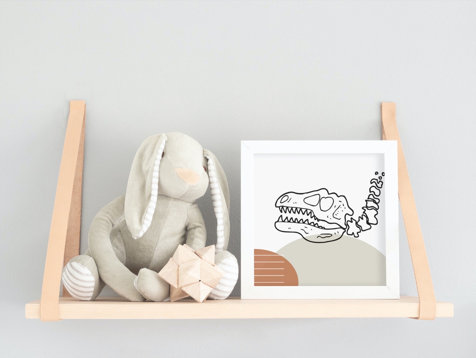 Dinosaur Boho Art Print, Dino Skull Modern Art, T-rex Bones Decor ...