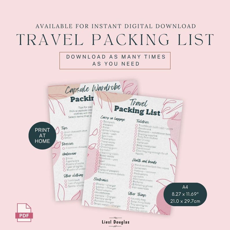 Ultimate Travel Packing List, Travel Checklist Printable, Travel Planner, Travel Backpacking ...