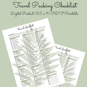 Packing List; Travel; Travel Packing List; Pack List; Printable ...