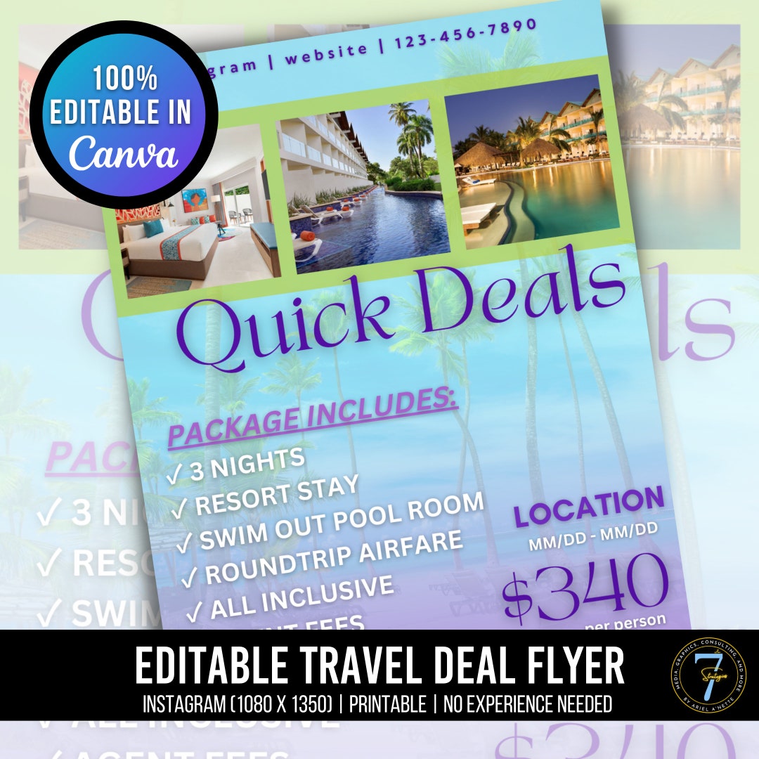 TRAVEL DEAL FLYER - Fully Editable on Canva - Etsy