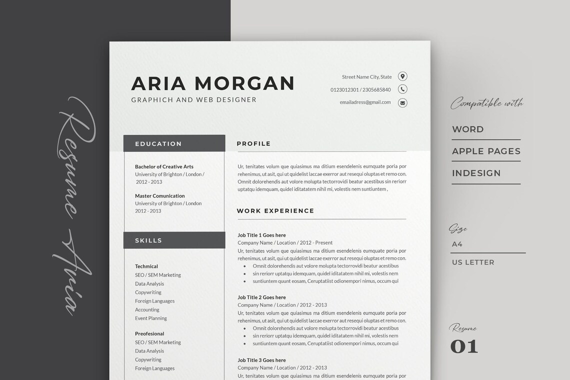Resume Template / CV - Etsy