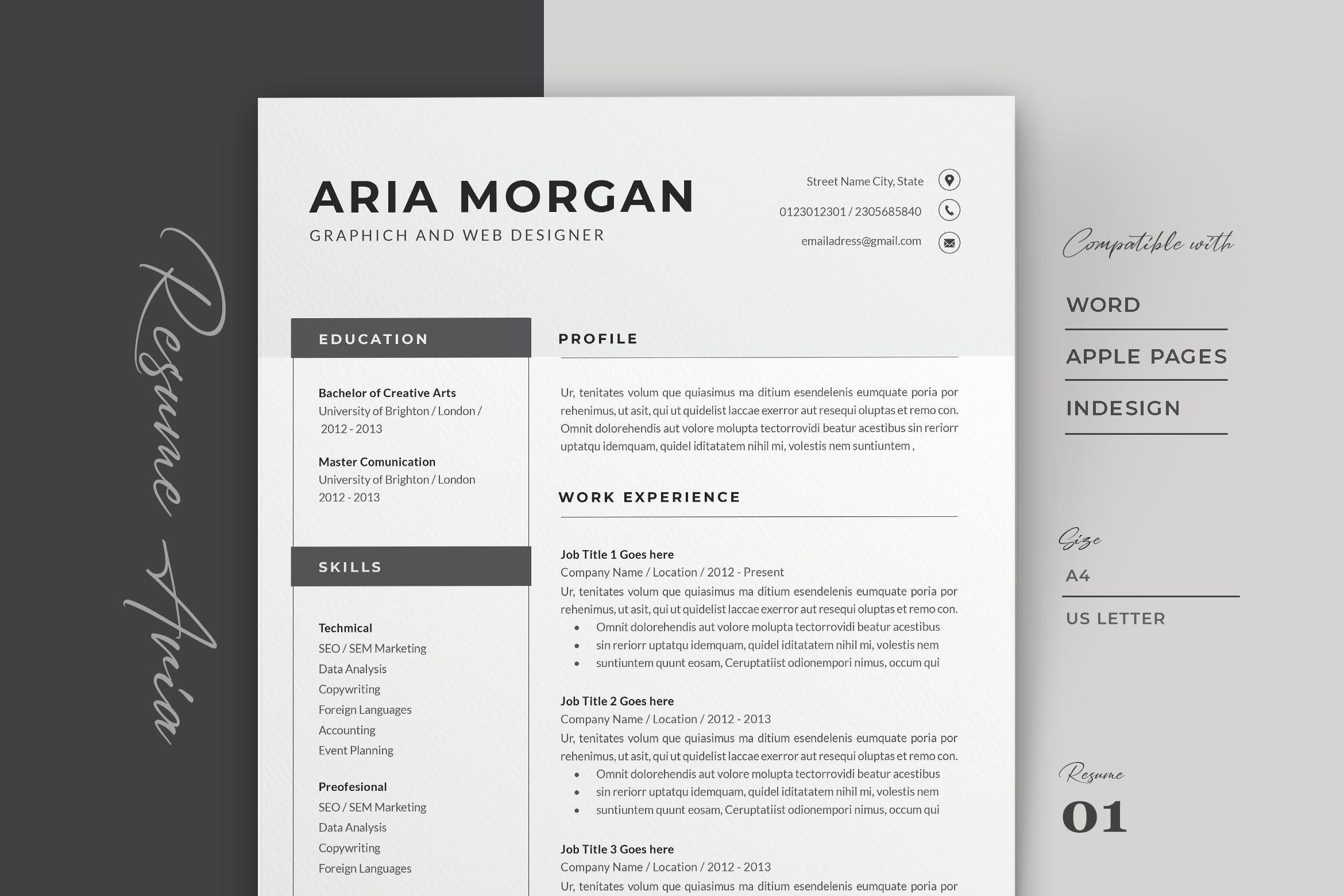 Resume Template / CV - Etsy