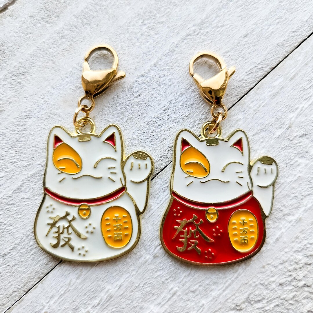 Lucky Cat Zipper Pull: Japanese Style Resin Charm - Etsy