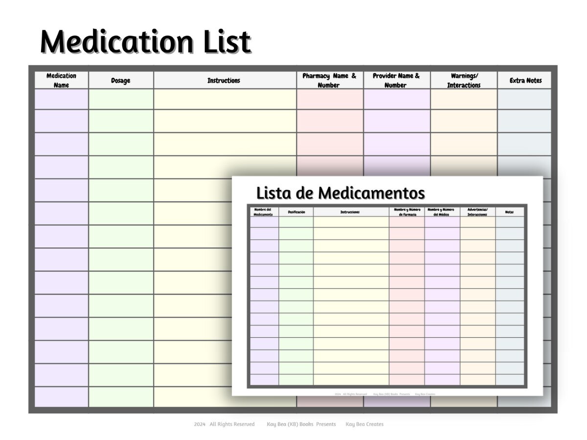 Printable PDF Medication Schedule | Samsung Notes App Digital ...