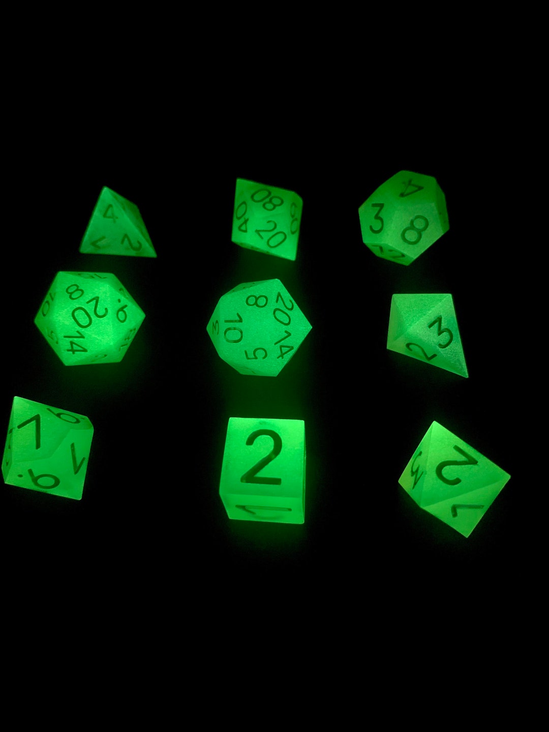 Green Glow in the Dark Dice Set Includes an Extra D20 and Crystal D4 - Etsy