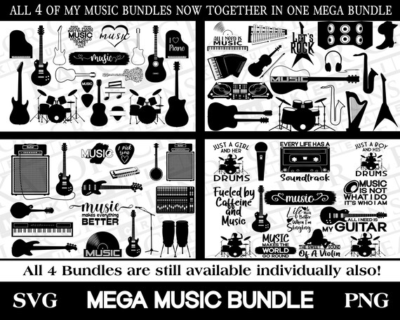Music Bundle SVG Drums Svg Electric Guitar Svg Acoustic - Etsy