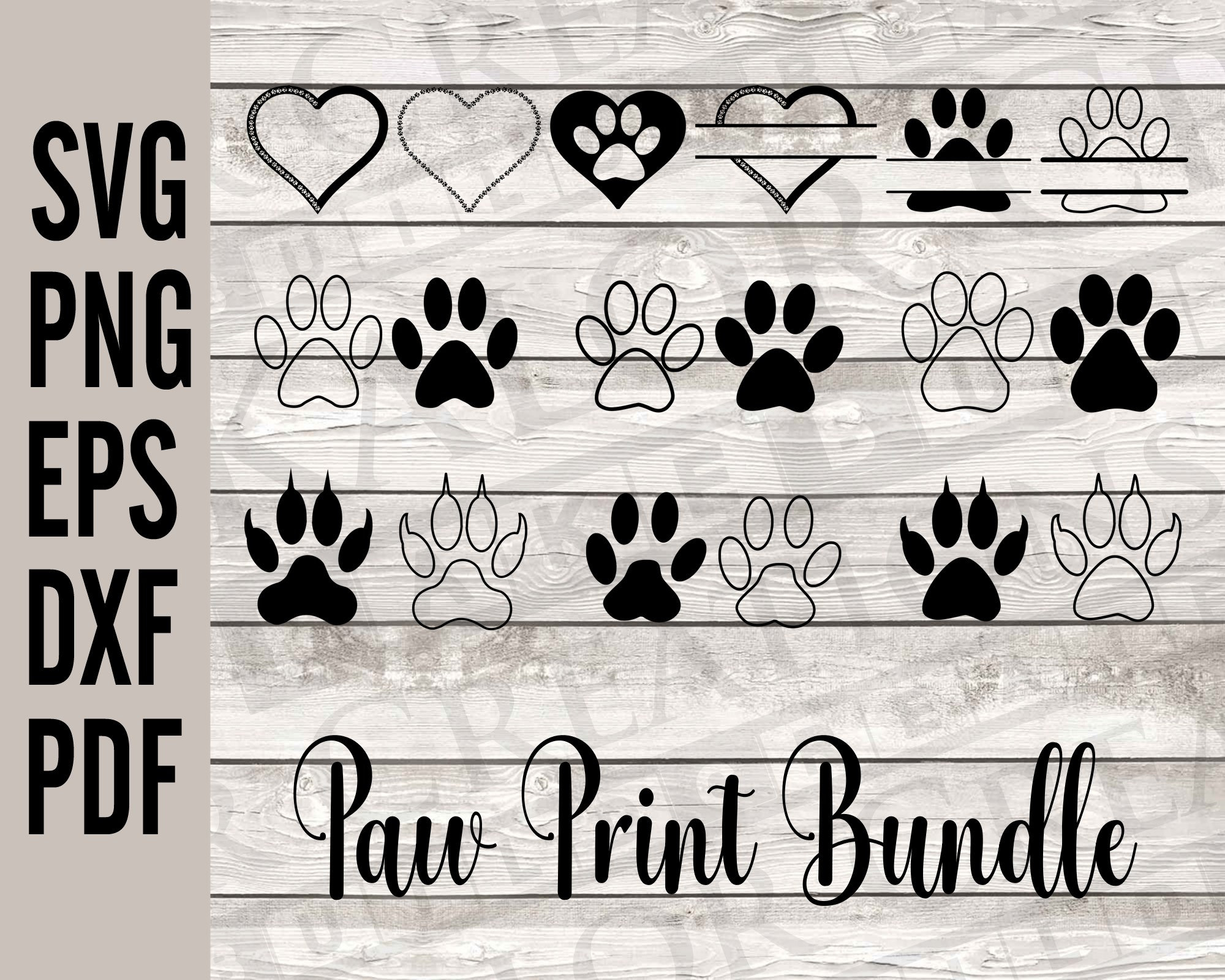Paw Print SVG, Dog Paw, Cat Paw, Paw Print Bundle, Commercial Use, Png ...