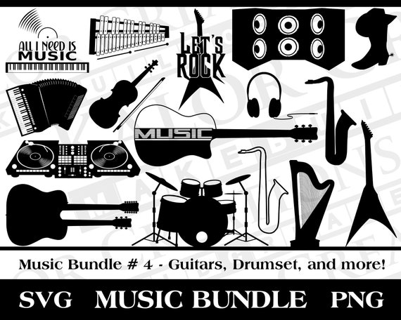 Music SVG Bundle Guitar Svg Drums Svg Acoustic Guitar Svg | Etsy