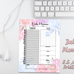 Printable Daily Planner - Watercolor Floral Printable Planner - Pdf ...