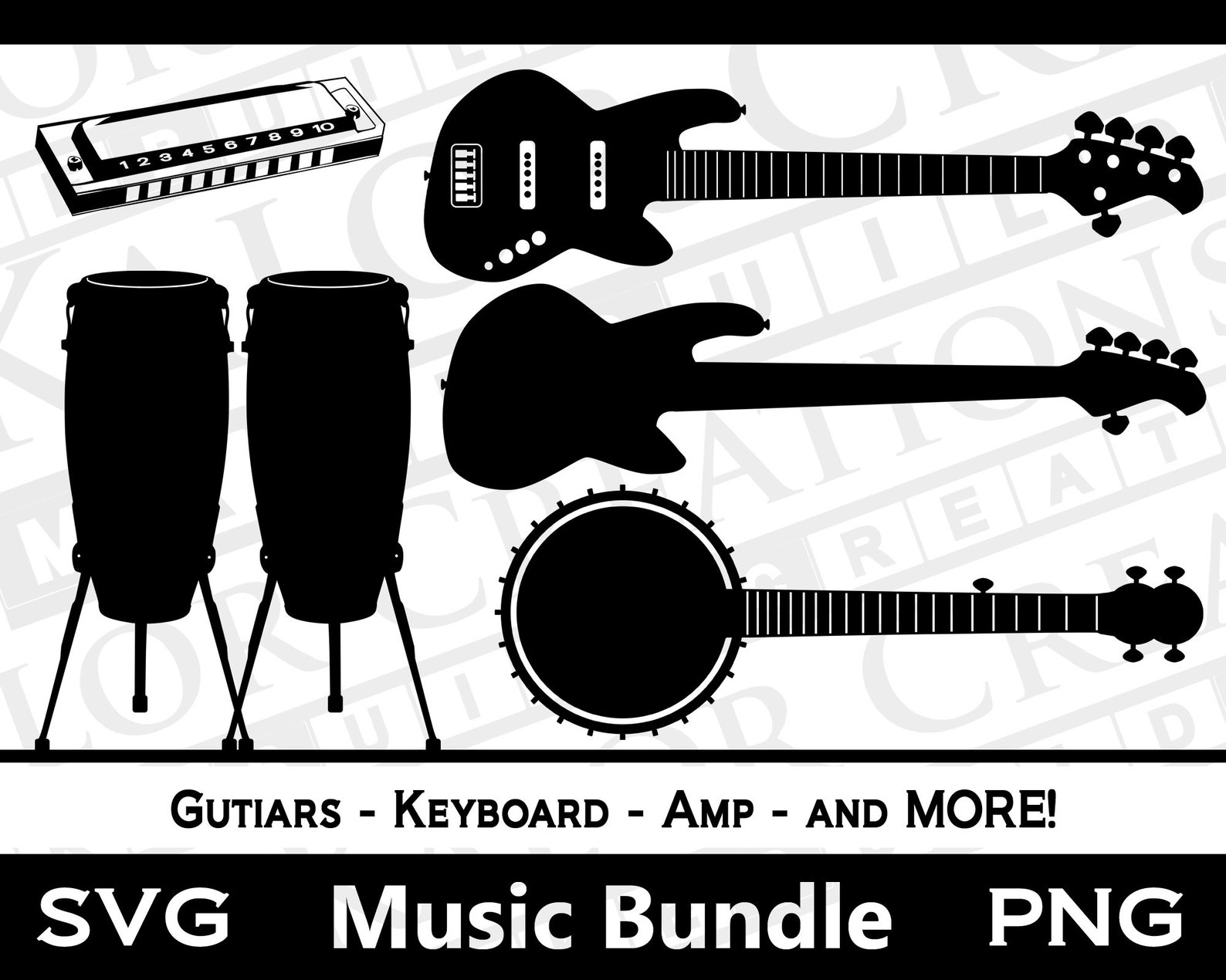 Music Bundle #3 SVG, Guitar Svg, Amp, Svg, Keyboard Svg, and Png - Etsy