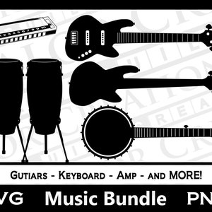 Music Bundle #3 SVG, Guitar Svg, Amp, Svg, Keyboard Svg, and Png - Etsy