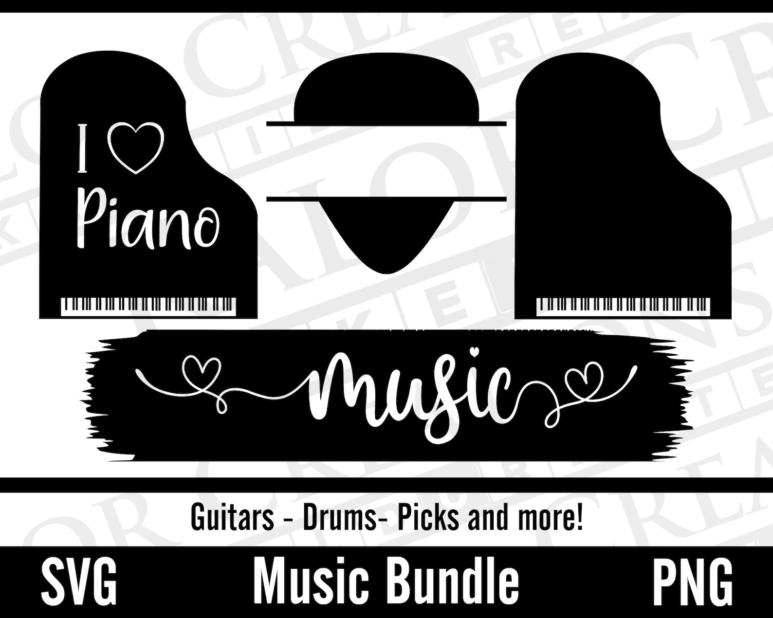Music SVG Bundle, Guitar Svg, Drums Svg, Acoustic Guitar Svg, Bundle 1 ...