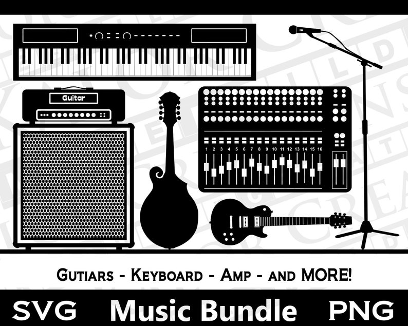 Music Bundle #3 SVG, Guitar Svg, Amp, Svg, Keyboard Svg, and Png - Etsy