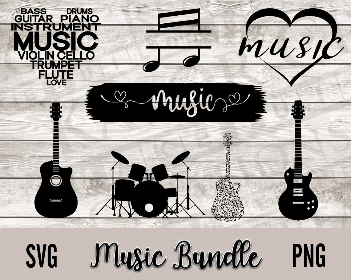 Music SVG Bundle Guitar Svg Drums Svg Acoustic Guitar Svg | Etsy