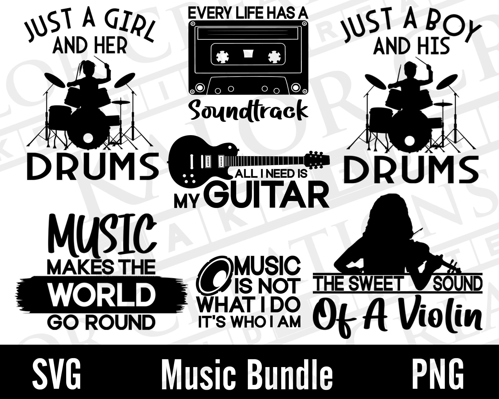 Music SVG Bundle, Guitar Svg, Drums Svg, Bundle #2, Music Quotes, Music ...