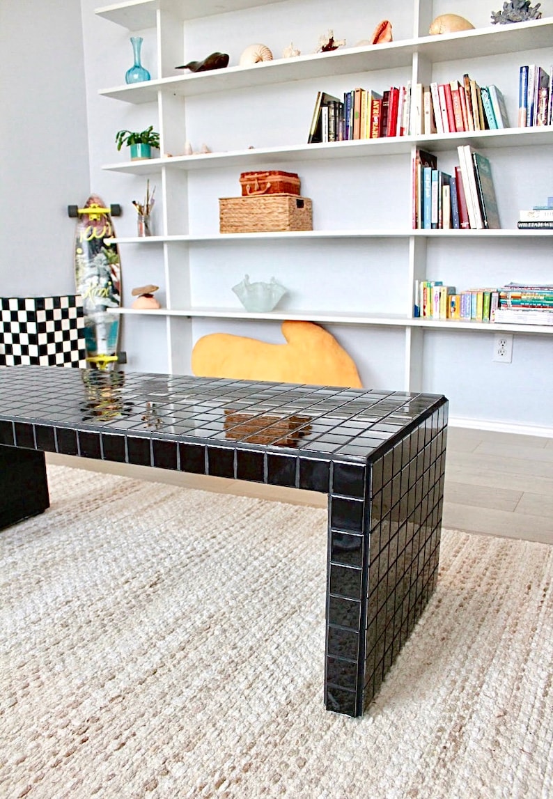 Black Tile Coffee Table - Etsy