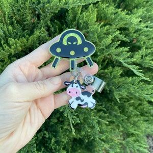 Alien Badge Reel, Abducted Cow Retractable ID, Nurse Badge Reel, UFO ...