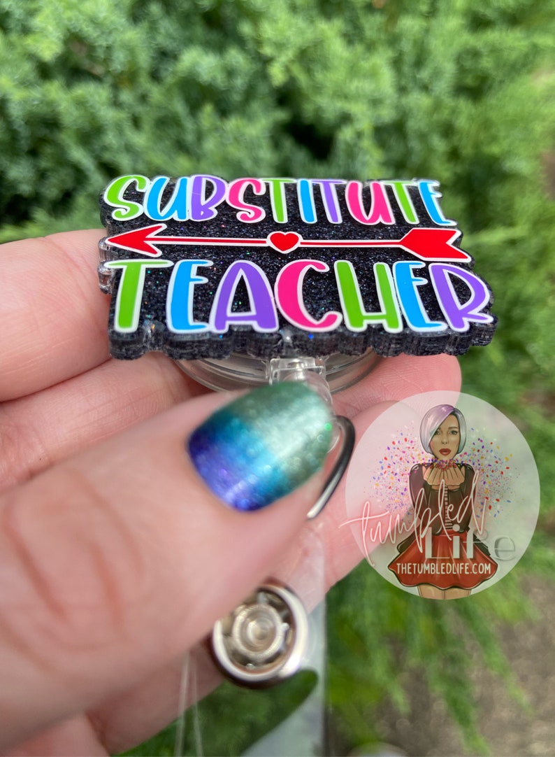 Substitute Teacher Badge Reel School Staff Keycard School - Etsy