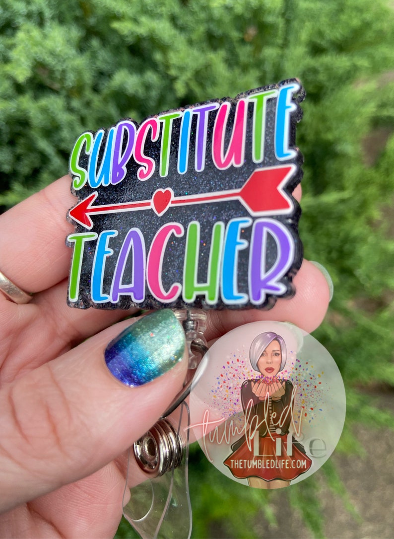 Substitute Teacher Badge Reel School Staff Keycard School - Etsy