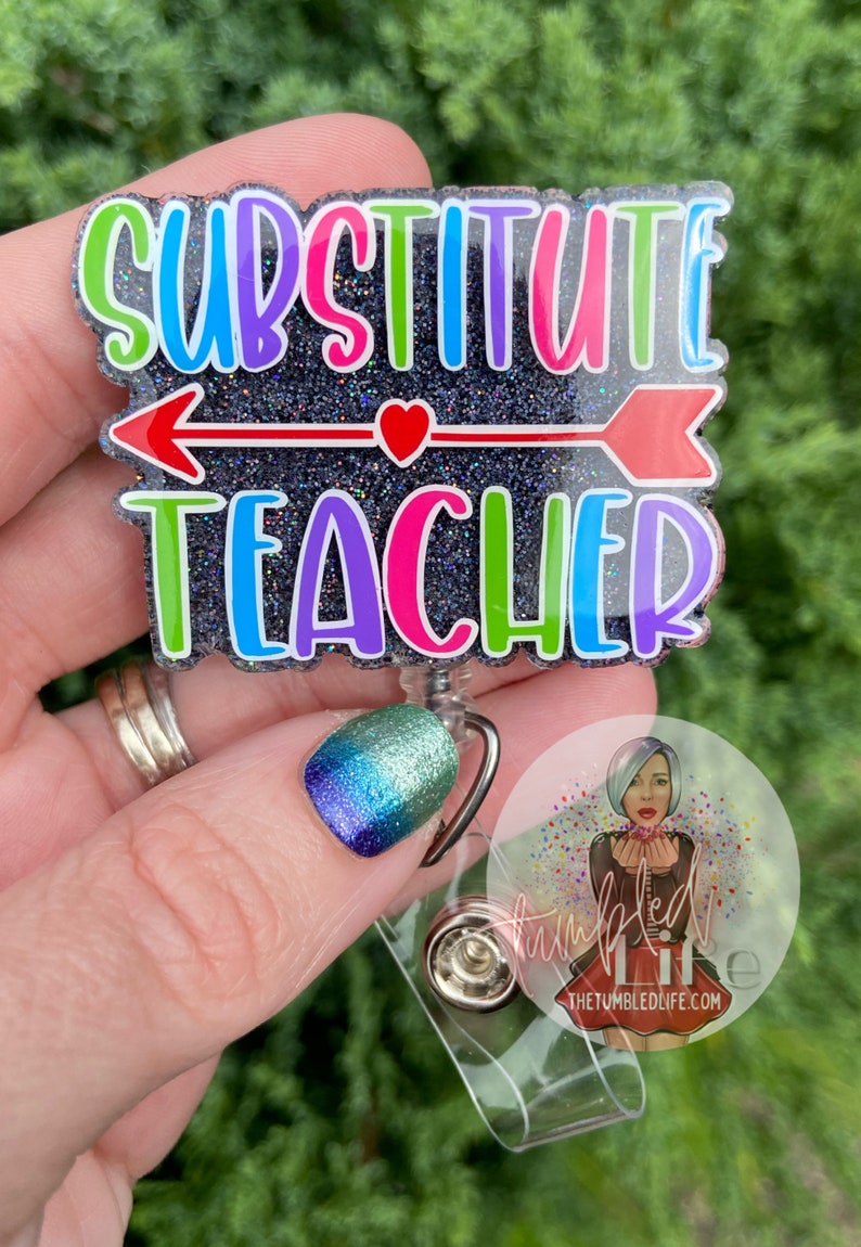 Substitute Teacher Badge Reel School Staff Keycard School - Etsy