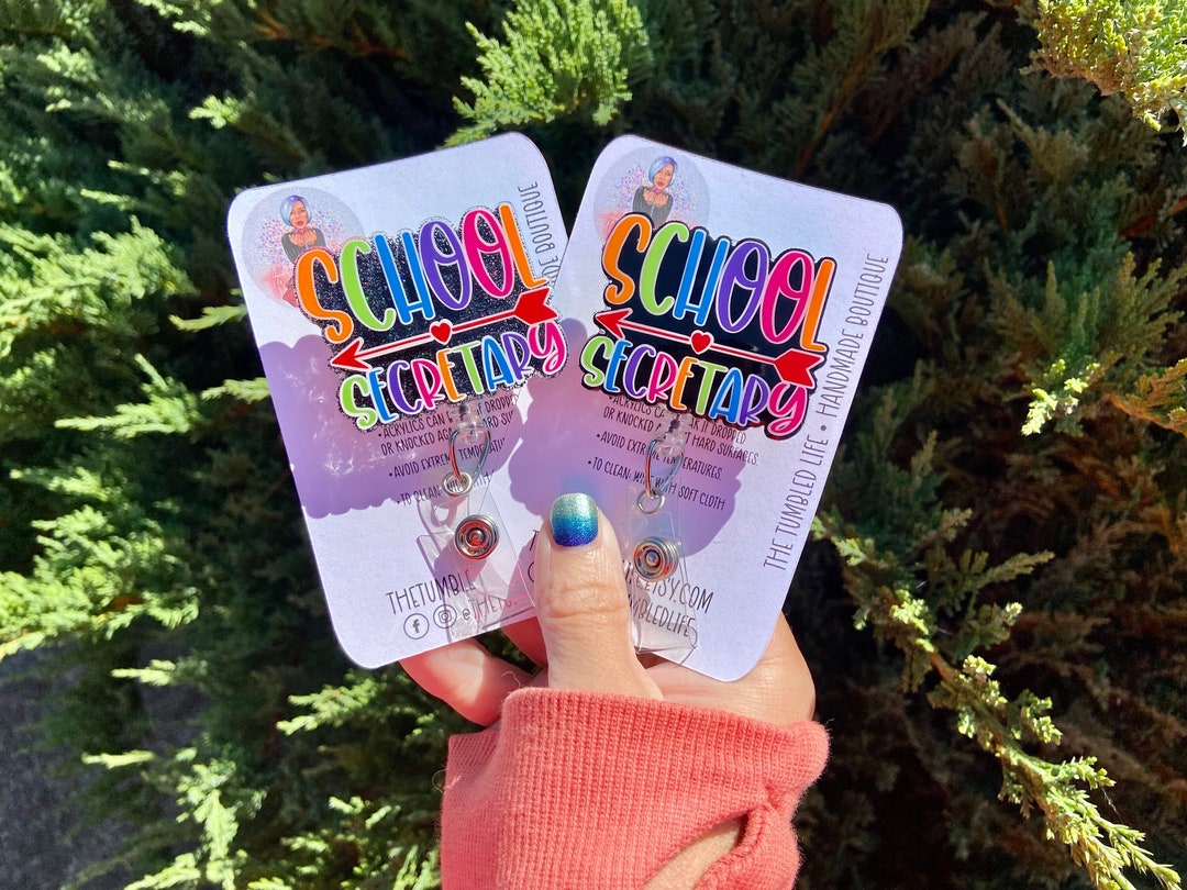 School Secretary Retractable Badge Reel, Appreciation Gifts for School ...