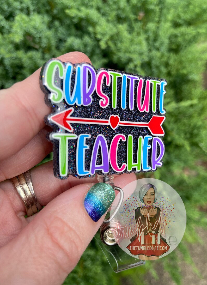 Substitute Teacher Badge Reel School Staff Keycard School - Etsy
