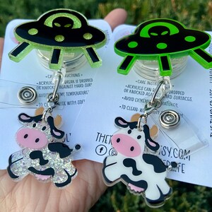 Alien Badge Reel, Abducted Cow Retractable ID, Nurse Badge Reel, UFO ...