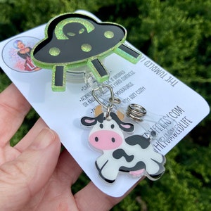 Alien Badge Reel, Abducted Cow Retractable ID, Nurse Badge Reel, UFO ...