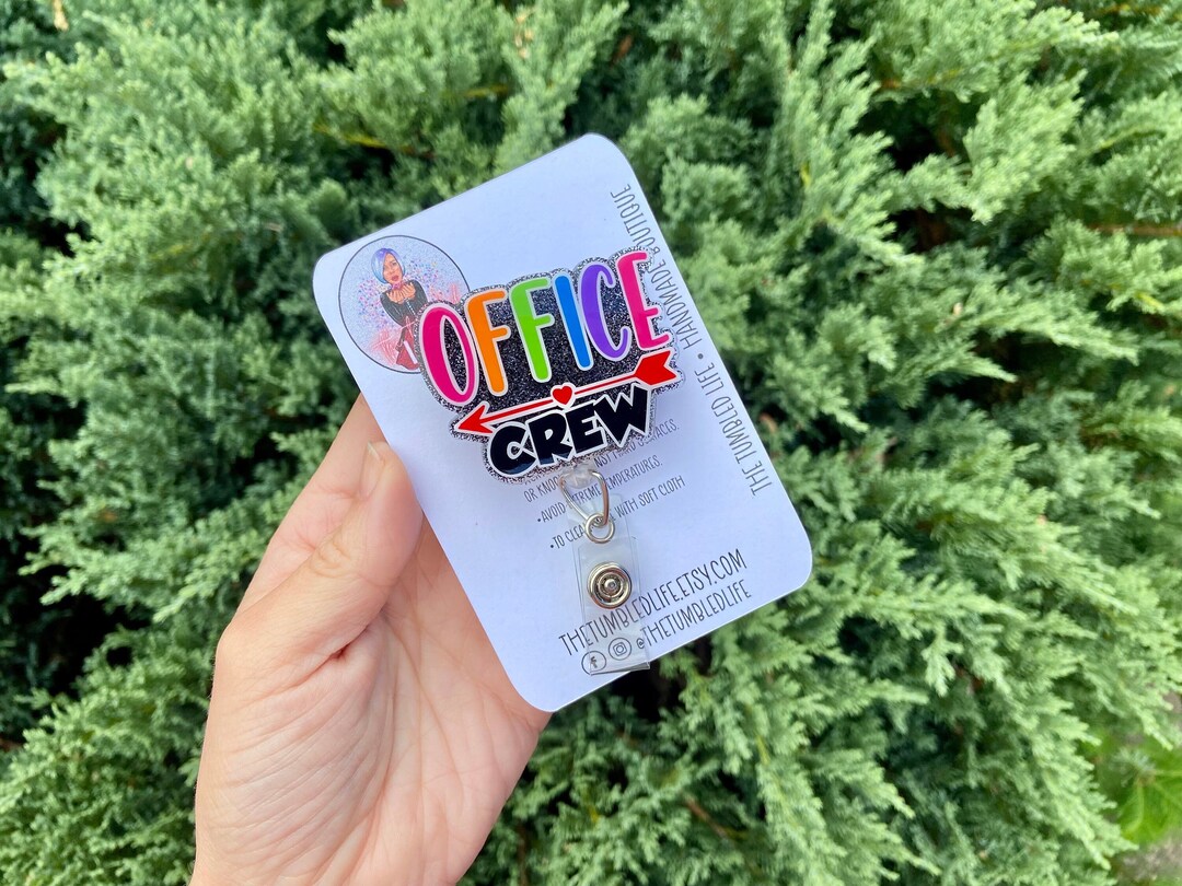 Office Crew Badge Reel, School Badge Buddy, School Secretary ID, Front ...