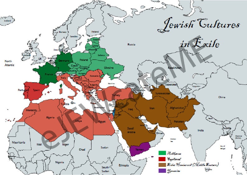 Map - Jewish Cultures in Exile - Etsy