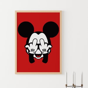Middle Finger, Mickey Mouse Poster, Nursery Room Decor, Fuck You Poster ...
