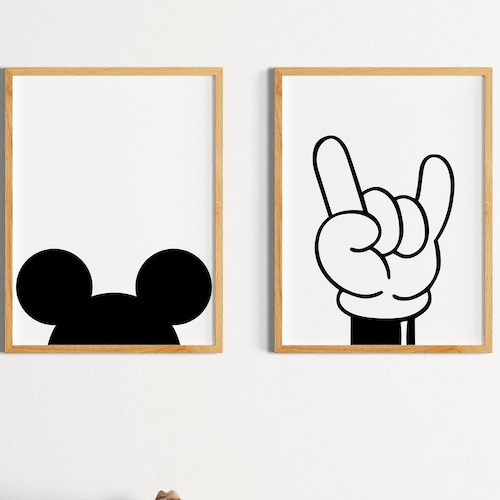 Mickey Mouse Set of 2 Poster Mickey Mouse Print Kids Room - Etsy