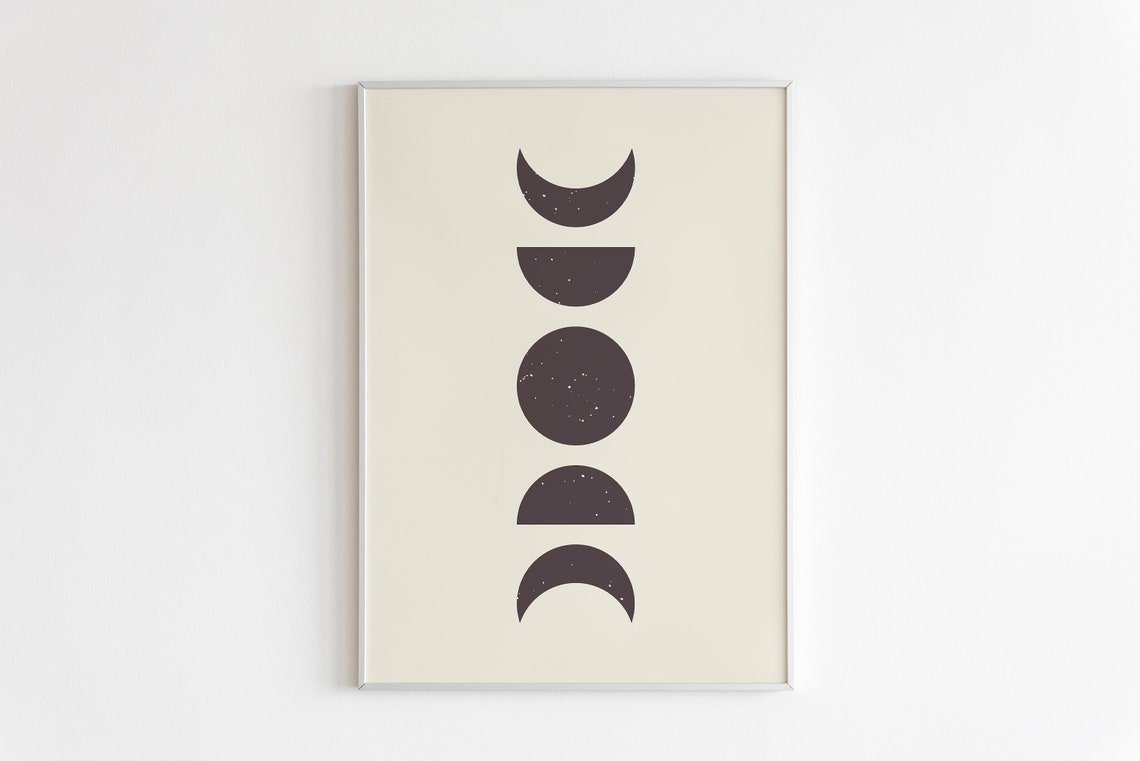 Boho Moon Print Phases of the Moon Moon Wall Art Moon - Etsy